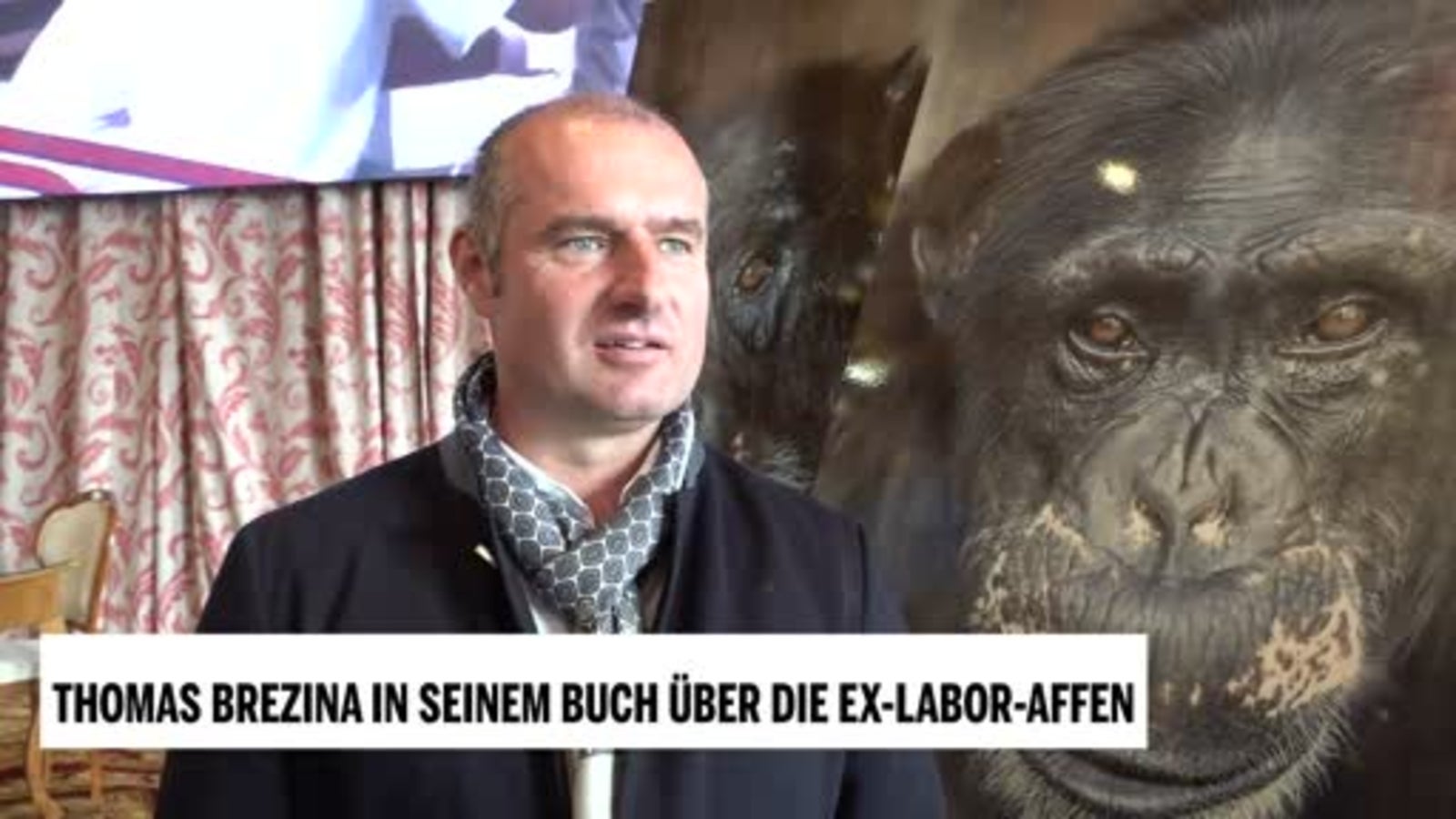 Thomas Brezina in seinem Buch über die Ex-Labor-Affen - oe24.tv