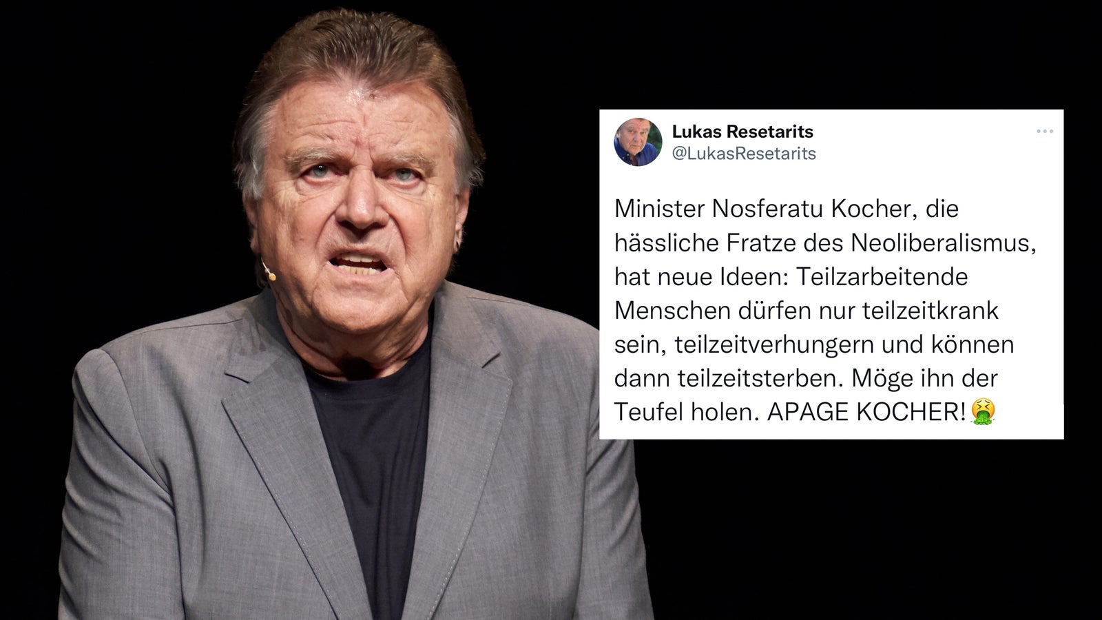 "Hässliche Fratze": Kabarettist Resetarits attackiert Kocher - oe24.tv