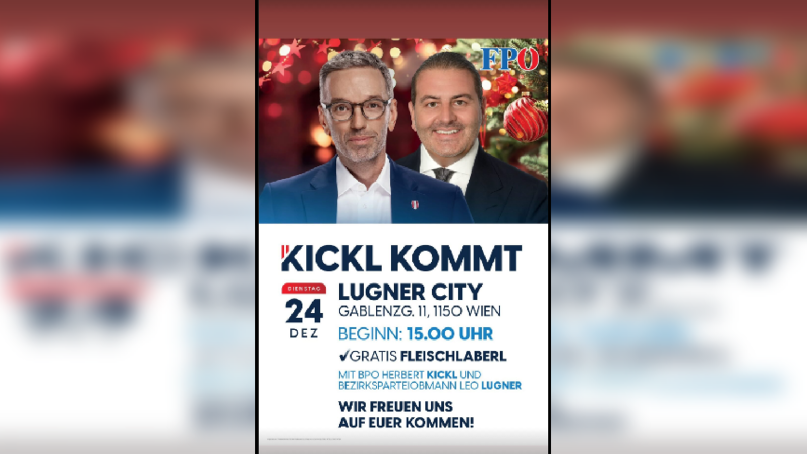 Lugner lädt zum Fleischlaberl-Essen mit Kickl - Politik-Live