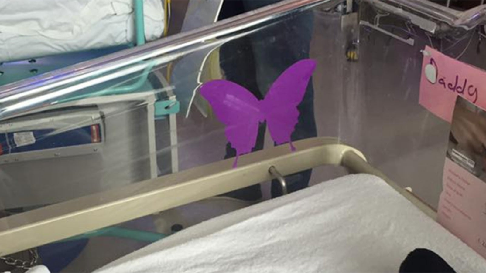 Lila Schmetterling Am Babybett